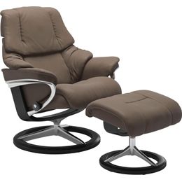 stressless "Reno" Set, Relaxsessel mit Hocker, mit Hocker, mit Signature Base, Gr&ouml;&szlig;e S, M & L, Gestell Schwarz