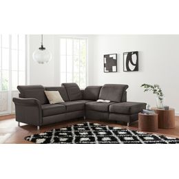 Sit & More Ecksofa SIT & MORE, B:249cm T:221cm, grau, Wohnzimmer, Sofas, "Darwin L-Form", inklusive Federkern, wahlweise mit Kopfteilverstellung, Bettfunktion