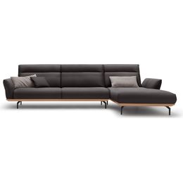 Ecksofa, B:338cm H:103cm T:183cm, braun, CREATION BY ROLF BENZ, NaturLEDER OSKAR (echtes Rindsleder), Wohnzimmer, Sofas, "CR.460", Sockel in Eiche,