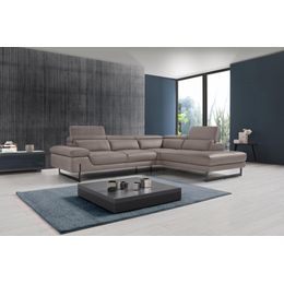 Ecksofa Egoitaliano, B:284cm H:95cm T:108cm, grau, Luxus-Microfaser (100% Polyester) Leder &raquo;BULL&laquo; (echtes Rindsleder). Geschliffenes, pigmentiertes
