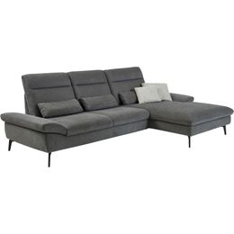 Ecksofa Hukla, B:309cm H:103cm T:193cm, schwarz, 100% recyceltes Polyester, Wohnzimmer, Sofas, "HU-HP22156 L-Form", inkl. Kopfpolsterverstellung,
