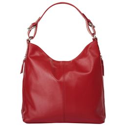 Samantha Look Damen Henkeltasche, rot, Leder, gl&auml;nzend, Taschen, echt Leder, Made in Italy