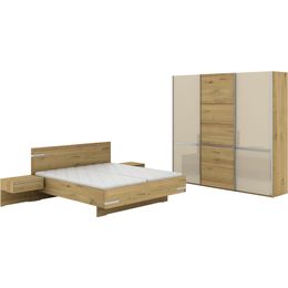 Schlafzimmer-Set Musterring, braun, Floatglas, Hartfaserplatte, Holz teilmassiv, Holzwerkstoff, Massivholz, Spanplatte, Schlafzimmerm&ouml;bel-Sets,