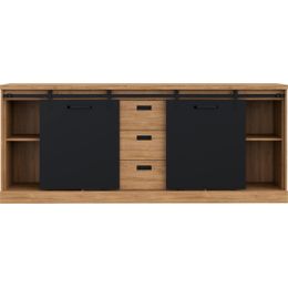 Sideboard FORTE, B:213,4cm H:88,2cm T:52cm, schwarz, Spanplatte, Wohnzimmer, Sideboards, "Kaszimiro"