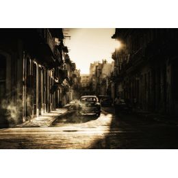 papermoon Fototapete "Photo-Art BARIS AKPINAR, MYSTISCHER MORGEN IN HAVANNA", B/L: 4m x 2,6m, Bahnen: 8 Stk., bunt, Schlafzimmer, Tapeten