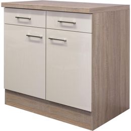 Unterschrank Flex-Well, B:80cm H:86cm T:60cm, braun, Holzwerkstoff, K&uuml;che, Schr&auml;nke, "Nepal", (B x H x T) 80 x 85/86 x 60 cm, f&uuml;r viel Stauraum