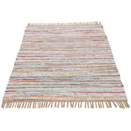 Teppich CarpetFine, B:160cm H:6mm L:230cm, grau, Baumwolle, Polyester, Wohnzimmer, Teppiche, "Kelim Chindi, Wendeteppich", handgewebt,