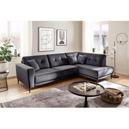 Polsterecke TRENDS BY HG, B:273cm H:86cm T:165cm, grau, Sofas, "Barcelona L-Form", mit Metallfuss, frei im Raum stellbar