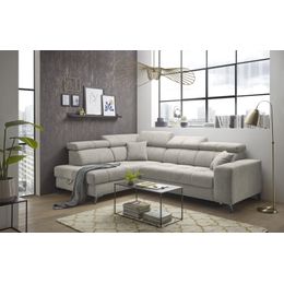 Ecksofa, B:282cm H:86cm T:198cm, beige, ED EXCITING DESIGN, 92% Polyester, 8% Nylon, Wohnzimmer, Sofas, "Sydney L-Form", mit Bettfunktion,