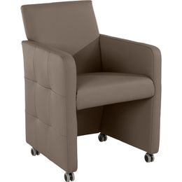 Sessel, B:61cm H:88cm T:70cm, beige, exxpo - SOFA FASHION, Wohnzimmer, Sessel, "Barista Clubsessel auf Rollen, schmale Armlehnen, aktuelles Design",