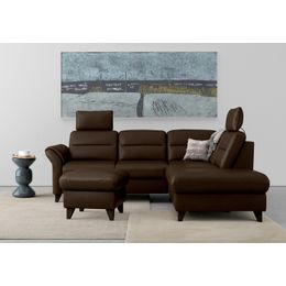 Sit & More Ecksofa SIT & MORE, B:253cm H:87cm T:212cm, braun, 100% Polyester, Wohnzimmer, Sofas, "Mellum L-Form", Federkern, wahlweise mit Bettfunktion,