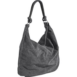 Heine Damen Beuteltasche, grau, Leder, unifarben, Taschen