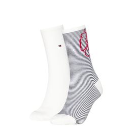 Tommy Hilfiger Damen Socken "TH WOMEN SOCK 2P FLOWER STRIPE", Gr. 35wei&szlig;, Obermaterial: 66% Baumwolle, 33% Polyamid, 1% Elasthan, Socken