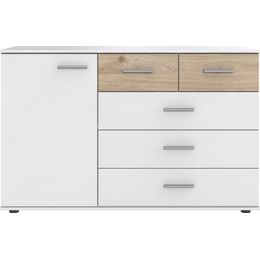 Kombikommode wimex, B:130cm H:83cm T:41cm, wei&szlig;, Spanplatte, Schlafzimmer, Sideboards, "Budapest", 1-t&uuml;rig mit 5 Schubladen, 130cm breit