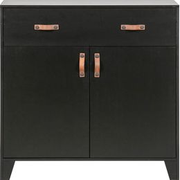 Kommode Woood, B:94cm H:93cm T:53cm, schwarz, Holzwerkstoff, Sideboards, "Dian", aus Schwarzkiefer, Breite 94 cm x H&ouml;he 93 cm