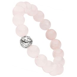 Jobo Damen Armband, 18cm, Silikon, rosa, Silikon, Armb&auml;nder, mit Rosenquarz und 925 Silber