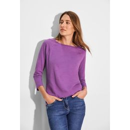 Cecil Damen 3/4-Arm-Shirt, lila, Gr. XXL, unifarben, Web, 100% Baumwolle, Shirts, aus reiner Baumwolle