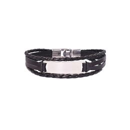 Firetti Herren Lederarmband "Schmuck Geschenk Armschmuck ID-Armband- Optik", 20cm, Edelstahl Leder, schwarz, Edelstahl, Leder, Armb&auml;nder, Made in