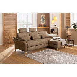 Ecksofa Home Affaire, B:266cm H:89cm T:164cm, grau, Struktur fein (100% Polyester);Struktur (100% Polyester);Luxus-Microfaser Lederoptik (100%