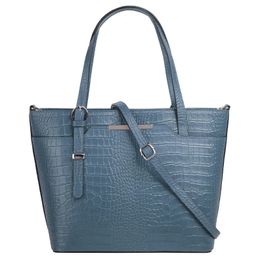 CLUTY Damen Henkeltasche, blau, Leder, Reptilienpr&auml;gung, Taschen, echt Leder, Made in Italy