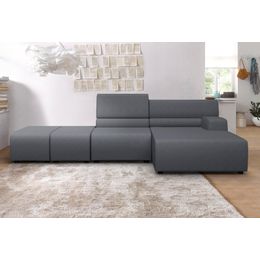 Ecksofa Egoitaliano, B:384cm H:80cm T:98cm, blau, Luxus-Micofaser Lederoptik (100% Polyester) ist ein neues technisches Gewebe mit einem visuellen