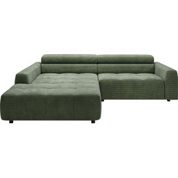 Ecksofa 3C CANDY, B:258cm H:68cm T:217cm, gr&uuml;n, 88% Polyester, 12% Polyacryl, Wohnzimmer, Sofas, "Denver auch mit Cord- und Easy care-Bezug,