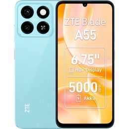 ZTE Smartphone "Blade A55", B:7,74cm H:16,77cm T:0,85cm, blau, Mobiltelefone