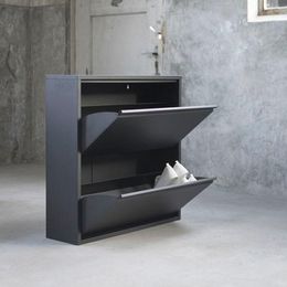 Schuhschrank SPINDER DESIGN, B:75cm H:77,5cm T:22,5cm, schwarz, Metall, Flur, Schr&auml;nke, "Billi", Metall, Breite 75 cm