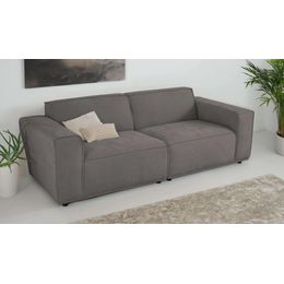 3-Sitzer Home Affaire, B:228cm H:75cm T:96cm, grau, 100% Polyester, Sofas, "Avelin, 228 cm, Chenille, Struktur-Boucle", mit Wellenunterfederung,