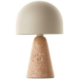 Brilliant Tischleuchte "Nalam", 1, &Oslash; 20cm H: 31cm, 1 Stk., beige, Wohnzimmer, Leuchten, mit Travertinfu&szlig; und Metallschirm, E14, 31 x 20 cm, beige
