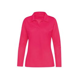 TRIGEMA Damen Poloshirt "TRIGEMA Langarm Poloshirt ohne Knopfleiste", rosa, Basic, Gr. XXXL, 100% Baumwolle, Shirts