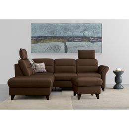 Sit & More Ecksofa SIT & MORE, B:253cm H:87cm T:212cm, braun, 100% Polyester, Wohnzimmer, Sofas, "Mellum L-Form", Federkern, wahlweise mit Bettfunktion,
