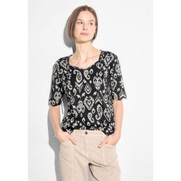 Cecil Damen Tunikashirt, schwarz, Gr. XS, bedruckt, Web, 50% Modal, 50% Baumwolle, Shirts, mit Mustermix