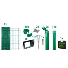 Alberts Schwei&szlig;gitter "Fix-Clip Pro", H/L: 122cm x 25m, Pfosten: 11 Stk., gr&uuml;n, Zaunelemente, H&ouml;he: 80-150cm, Gesamtl&auml;nge: 10 und 25m, mit Bodenh&uuml;lsen