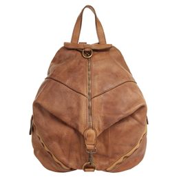 Samantha Look Damen Cityrucksack, braun, Leder, Rindsleder, beschichtet, Rucks&auml;cke, echt Leder, Made in Italy