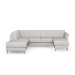 Sit & More Wohnlandschaft SIT & MORE, B:303cm H:87cm T:213cm, grau, Sofas, "Visby U-Form", wahlweise mit Bettfunktion und Stauraum, frei im Raum stellbar