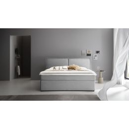 Boxbett, B:141cm L:209cm, grau, ATLANTIC HOME COLLECTION, Komplettbetten, "NIKITA", bodentiefes Bett, wahlweise mit Matratze und Topper