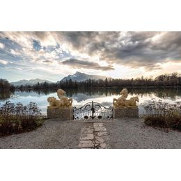 papermoon Fototapete "Tor zur Landschaft", B/L: 3,5m x 2,6m, Bahnen: 7 Stk., bunt, Schlafzimmer, Tapeten