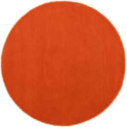 Wollteppich CarpetFine, H:14mm &Oslash;:120cm, orange, Wolle, Wohnzimmer, Teppiche, "Gabbeh Lola Uni", mit nat&uuml;rlichem Pflanzenmaterial von Hand gewebt,