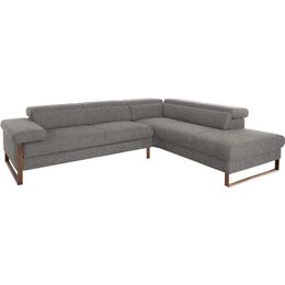 Ecksofa W.Schillig, B:281cm H:71cm T:230cm, grau, Flachgewebe S22 (100% Polyester);Stoff S37 (100% Polyester);Longlife Xtra-Leder Z59: Glattleder mit