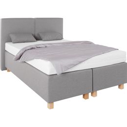 Boxspringbett, grau, Westfalia Schlafkomfort, Komplettbetten, mit Zierkissen