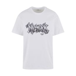 T-Shirt "Upscale by Mister Tee NY Graffiti Oversize Tee", Damen, Gr. XL, wei&szlig;, 100% Baumwolle, UPSCALE BY MISTER TEE, bedruckt, oversize, Rundhals, Shirts T-Shirt