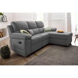 Ecksofa, B:224cm H:101cm T:165cm, grau, ATLANTIC HOME COLLECTION, Struktur (100% Polypropylen), Wohnzimmer, Sofas, "Conrad L-Form", mit Relaxfunktion