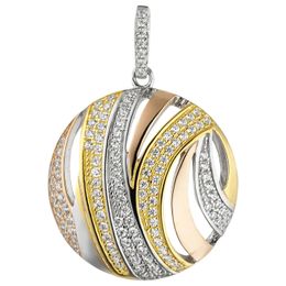 Jobo Damen Kettenanh&auml;nger "Anh&auml;nger rund", Silber 925 (Sterlingsilber), silber, Silber 925 (Sterlingsilber), Schmuckanh&auml;nger, 925 Silber tricolor