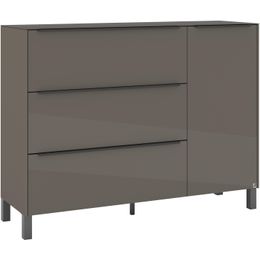 Sideboard, B:137cm H:106cm T:42cm, grau, SET ONE BY Musterring, Glas, Holzwerkstoff, Wohnzimmer, Sideboards, "Reno", Mit Vierkantfu&szlig; in diversen