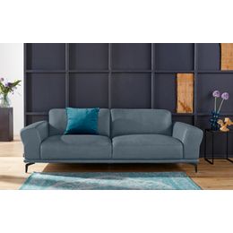 2,5-Sitzer W.Schillig, B:232cm H:78cm T:94cm, blau, Sofas, "montanaa", mit Metallf&uuml;&szlig;en in Schwarz pulverbeschichtet, Breite 232 cm