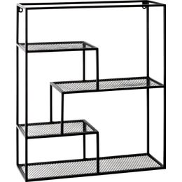 Wandregal HAKU, B:50cm H:60cm T:18cm, schwarz, Metall, Wohnzimmer, Regale, "23616", Breite 50 cm