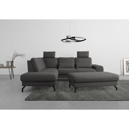 Sit & More Ecksofa SIT & MORE, B:260cm H:88cm T:226cm, grau, Wohnzimmer, Sofas, "Cinturo L-Form", inklusive Sitztiefenverstellung und Federkern, Sitzh&ouml;he 45 cm