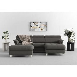 Sit & More Ecksofa SIT & MORE, B:257cm T:166cm, grau, 100% Polyester, Wohnzimmer, Sofas, "Marano L-Form", inklusive Kopfteilverstellung, wahlweise mit