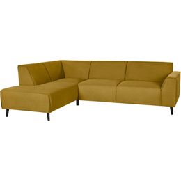 Ecksofa DOMO collection, B:263cm H:81cm T:191cm, gelb, Wohnzimmer, Sofas, "Amora, bequem und zeitlos, L-Form", mit Federkern f&uuml;r mehr Sitzkomfort